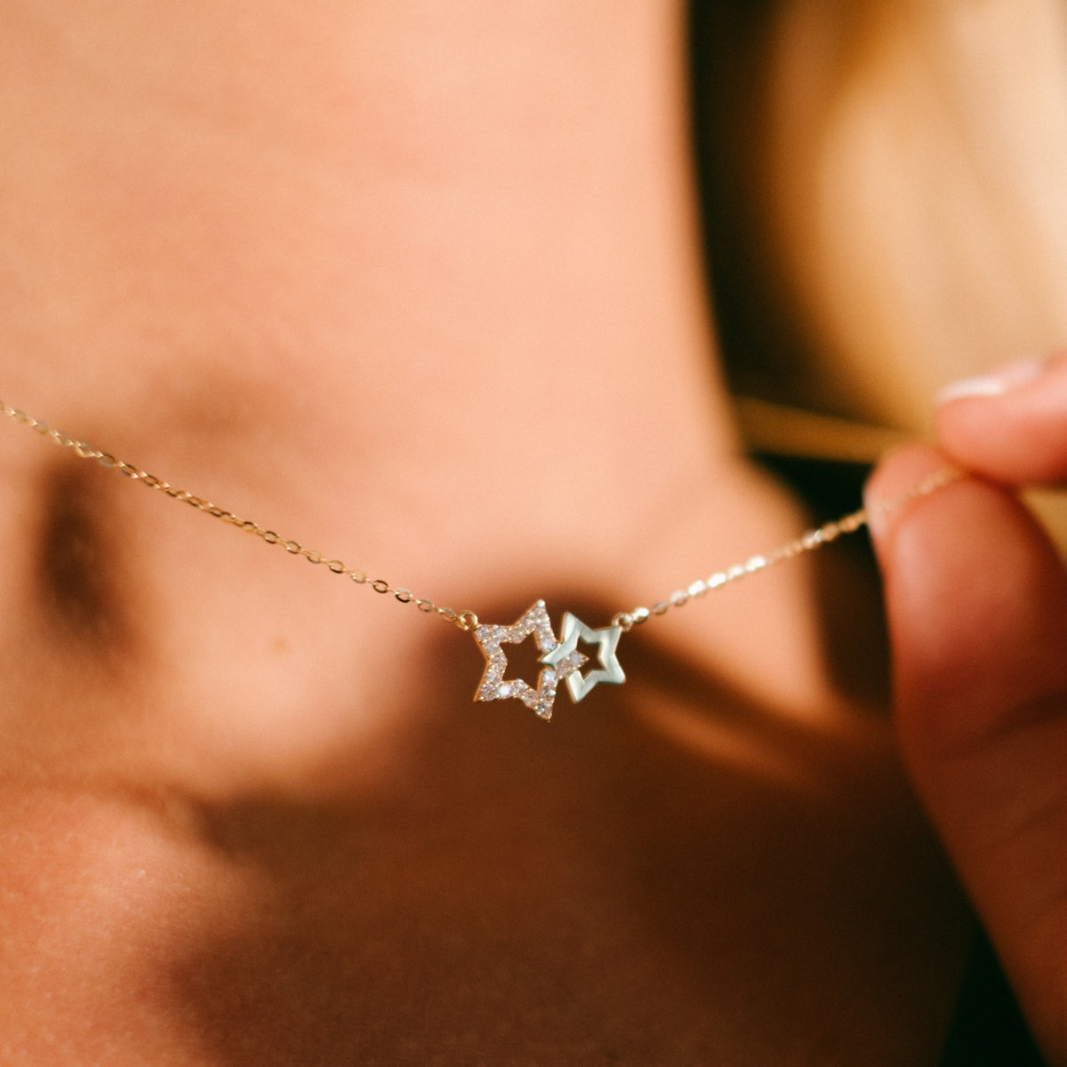 Solid 9ct Gold Interlocking Star Necklace – Oscar Graves